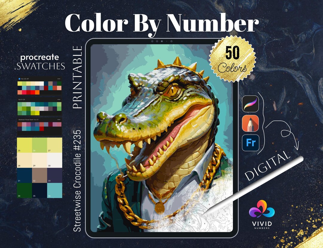 Streetwise Crocodile Color by Numbers for Adults Paint by Numbers ...