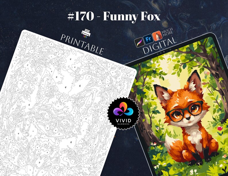 Funny Fox Color by Numbers Printable Paint by Numbers Digital Coloring ...