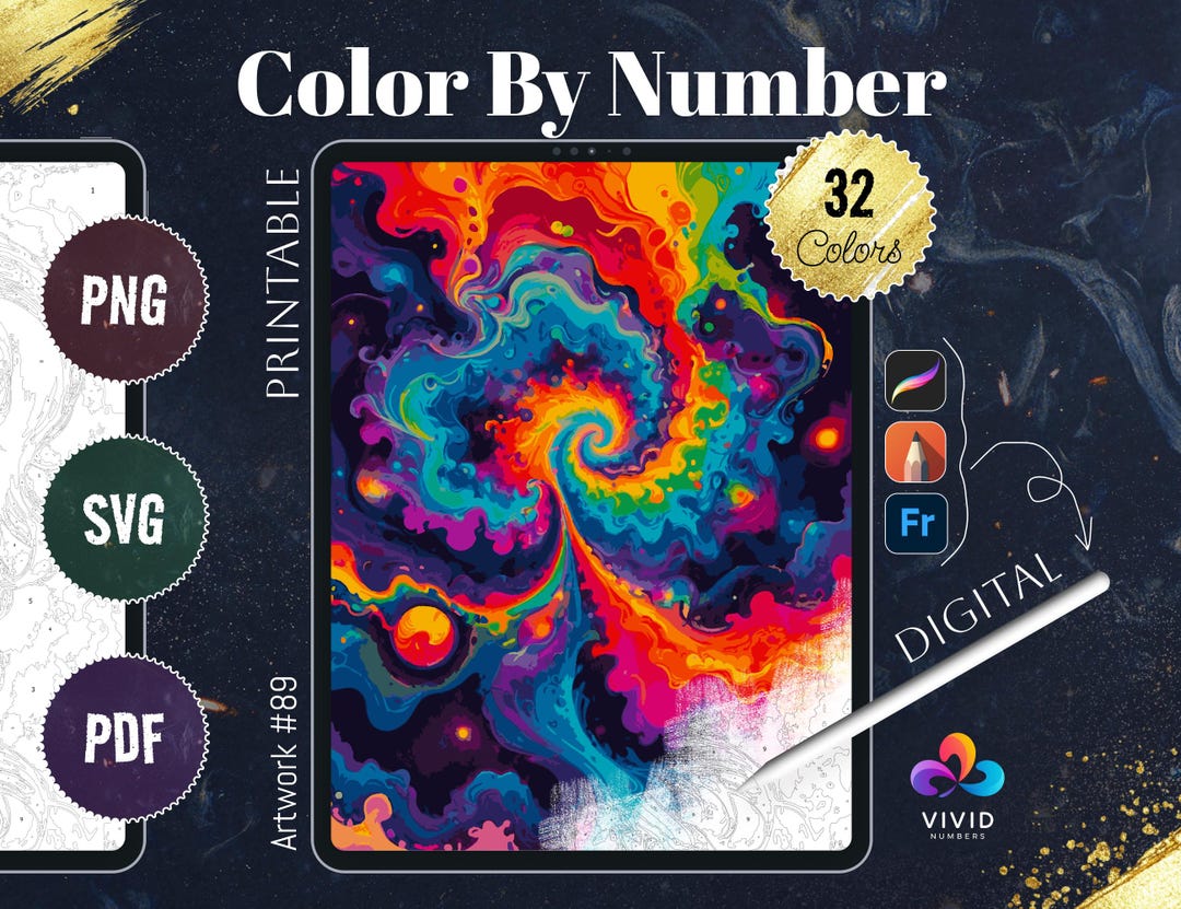 Artwork Coloring by Number Paint by Numbers Digital Coloring Pages ...