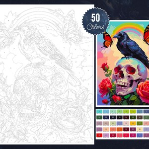 Raven Color by Numbers for Adults Printable Paint by Numbers Digital ...