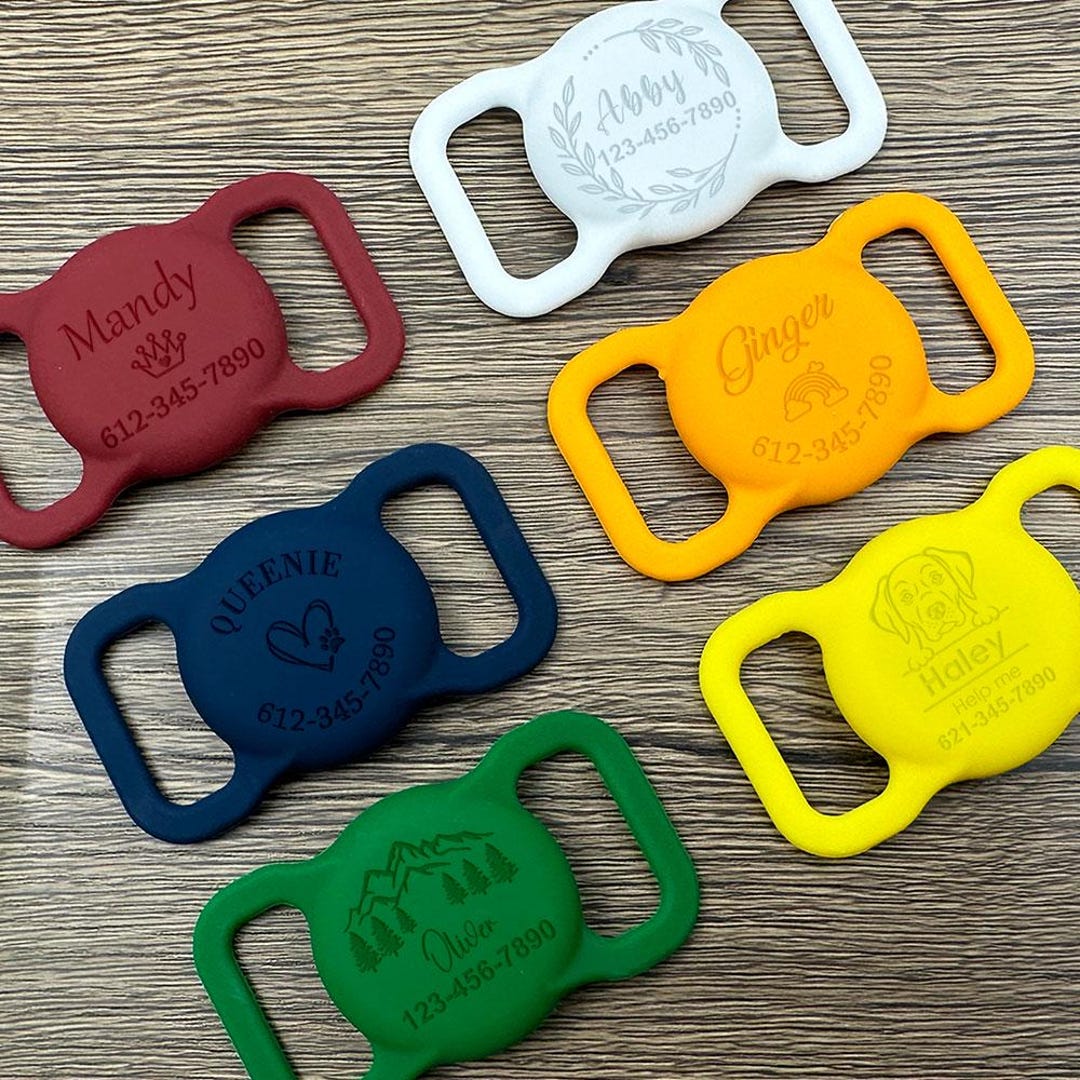 Personalized Silicone Air Tag Collar Holder for Pets /dog Apple Air Tag ...