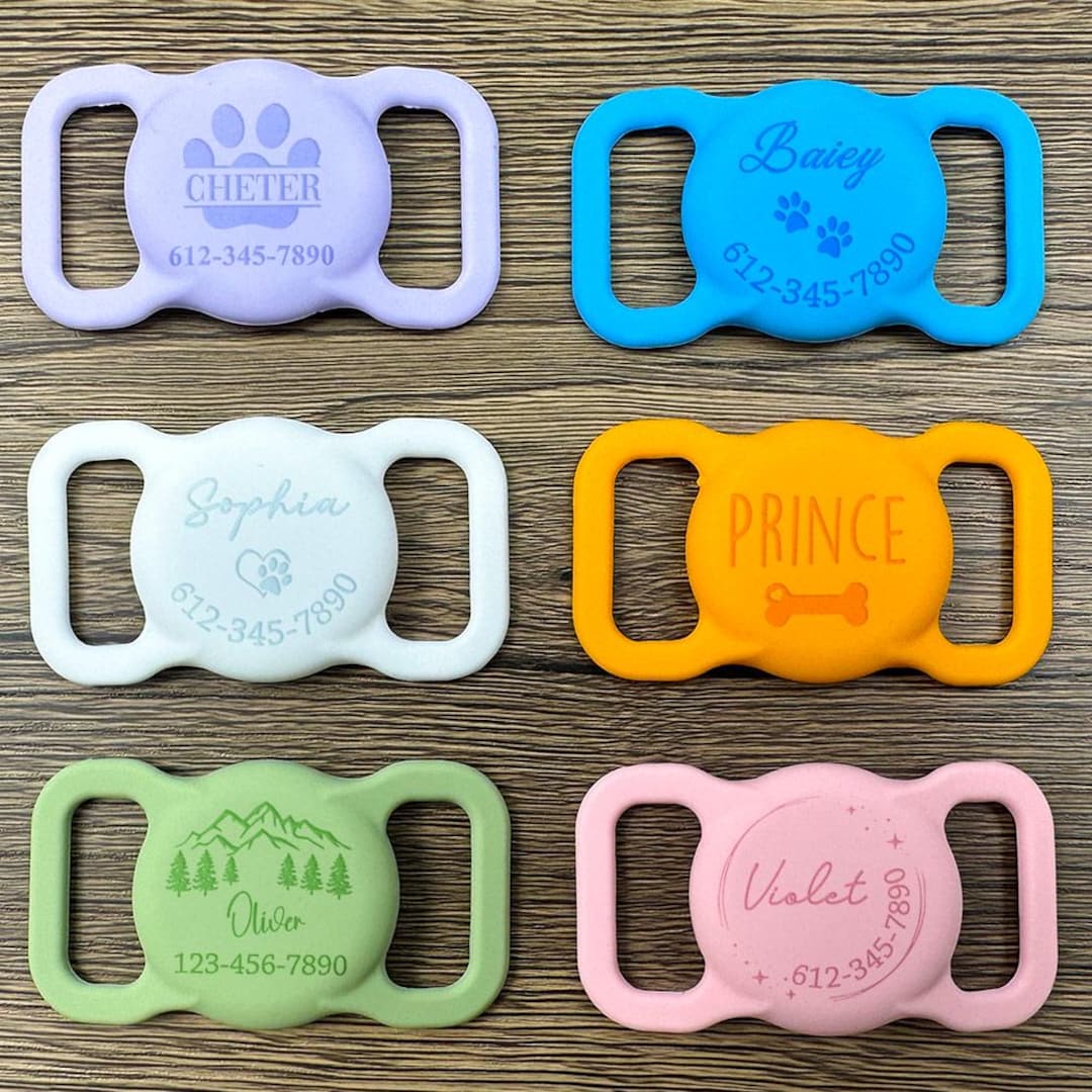 Silicone Slient Air Tag Case,dog AirTag Collar Holder,slide on Dog Name ...