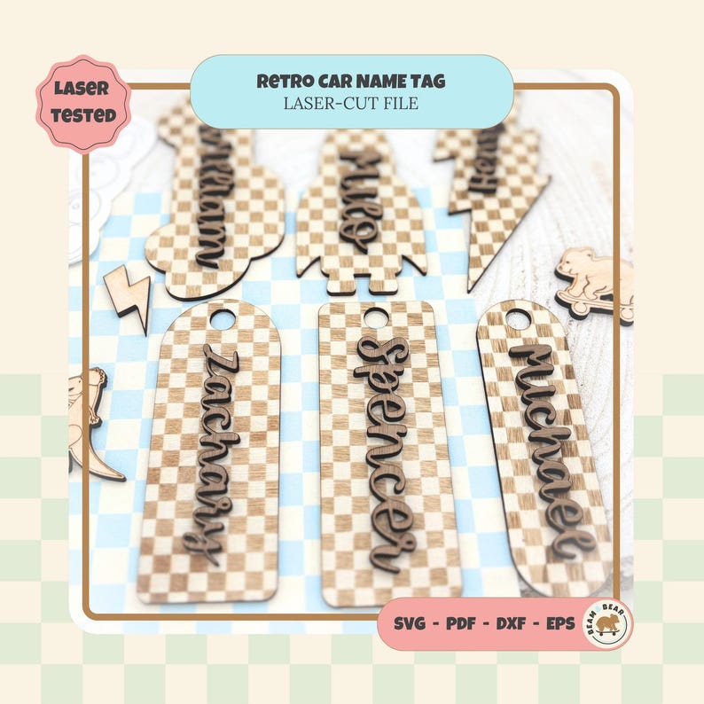 6 Laser-ready Name Tag Shapes for Boys, DIY Gifts for Boys, Easy ...