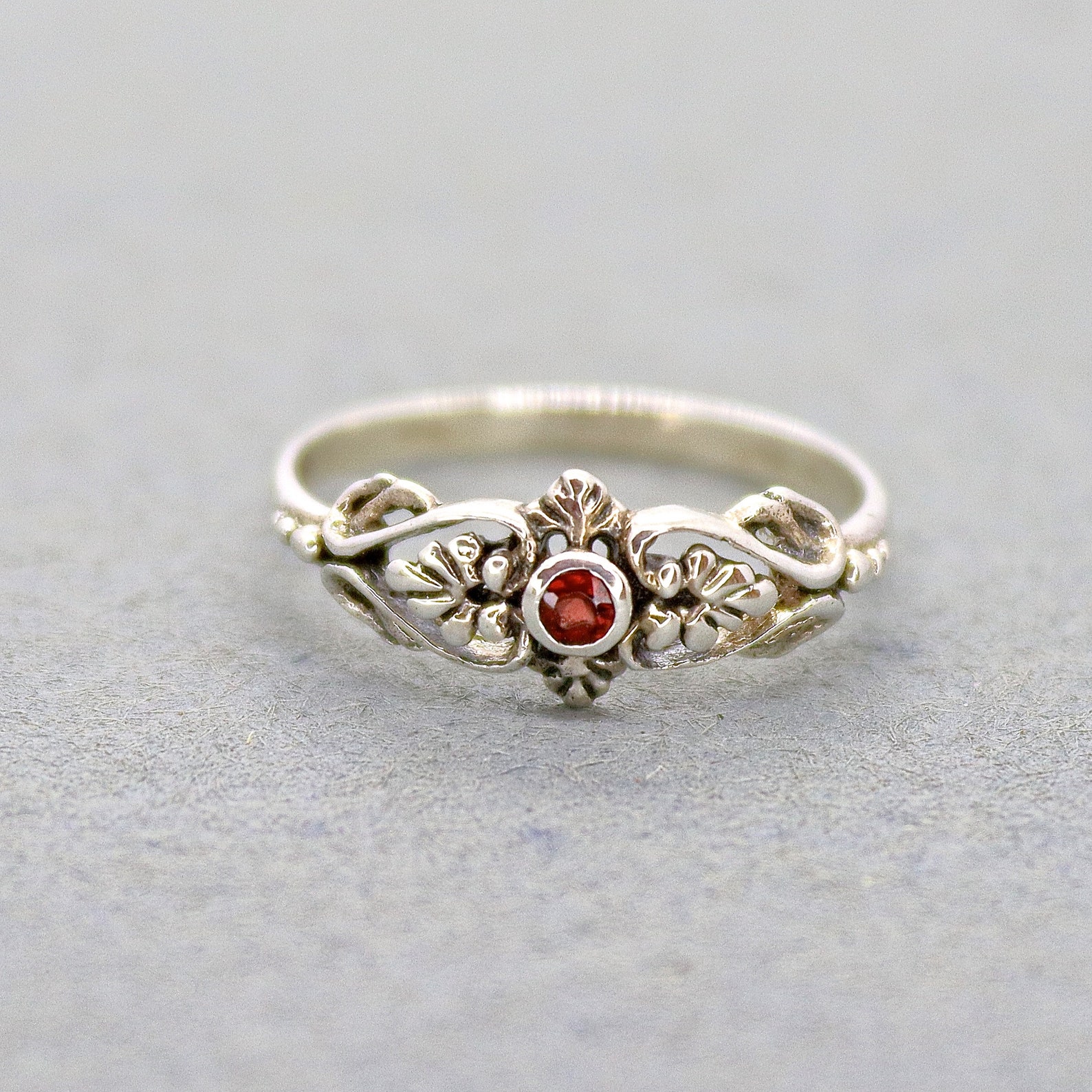 Garnet Ring, Red Silver Ring, Victorian Ring, Woman Ring, Unique Rings ...