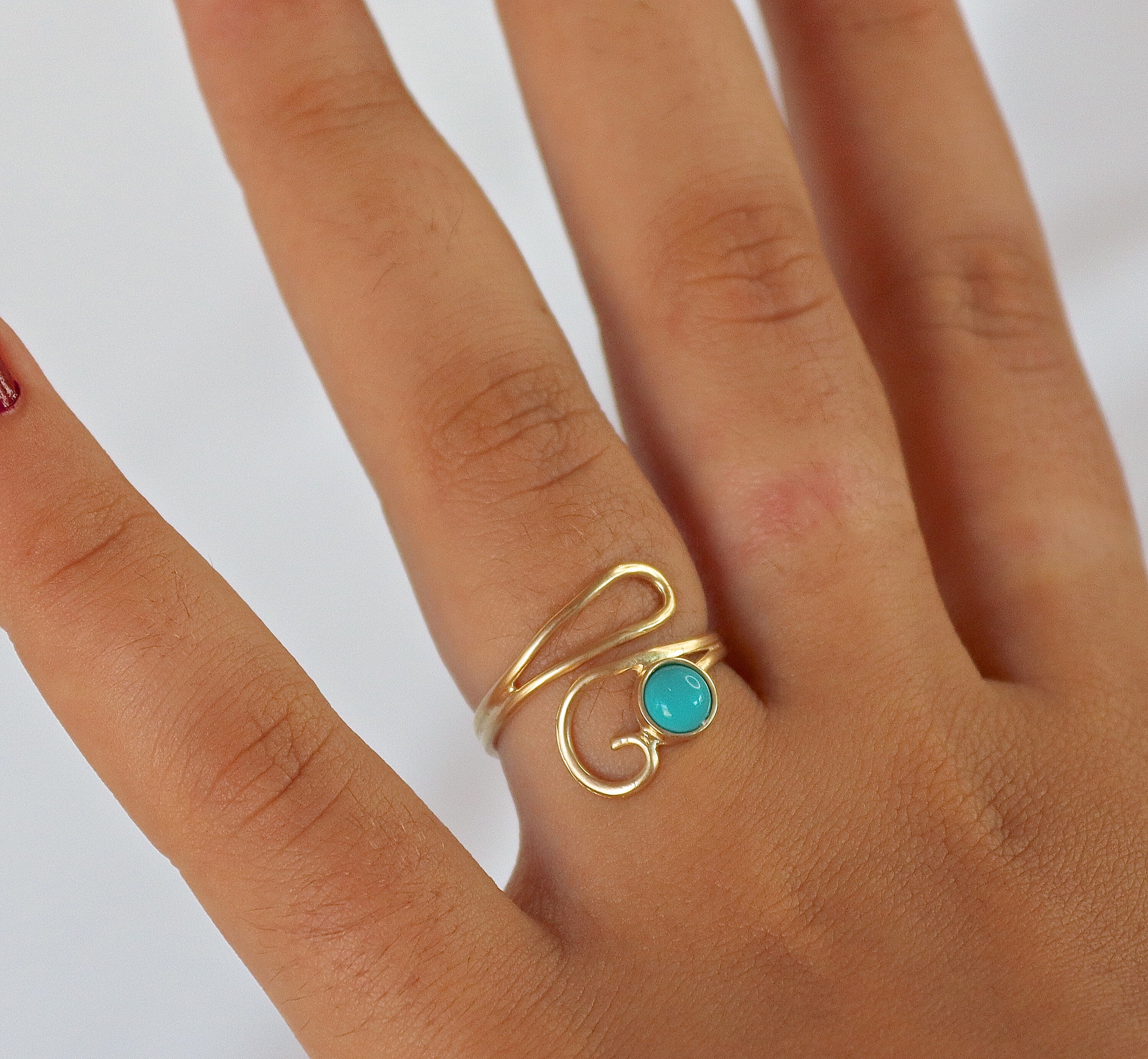 Gold Turquoise ring 14K Turquoise ring Solid 14K gold Ring | Etsy