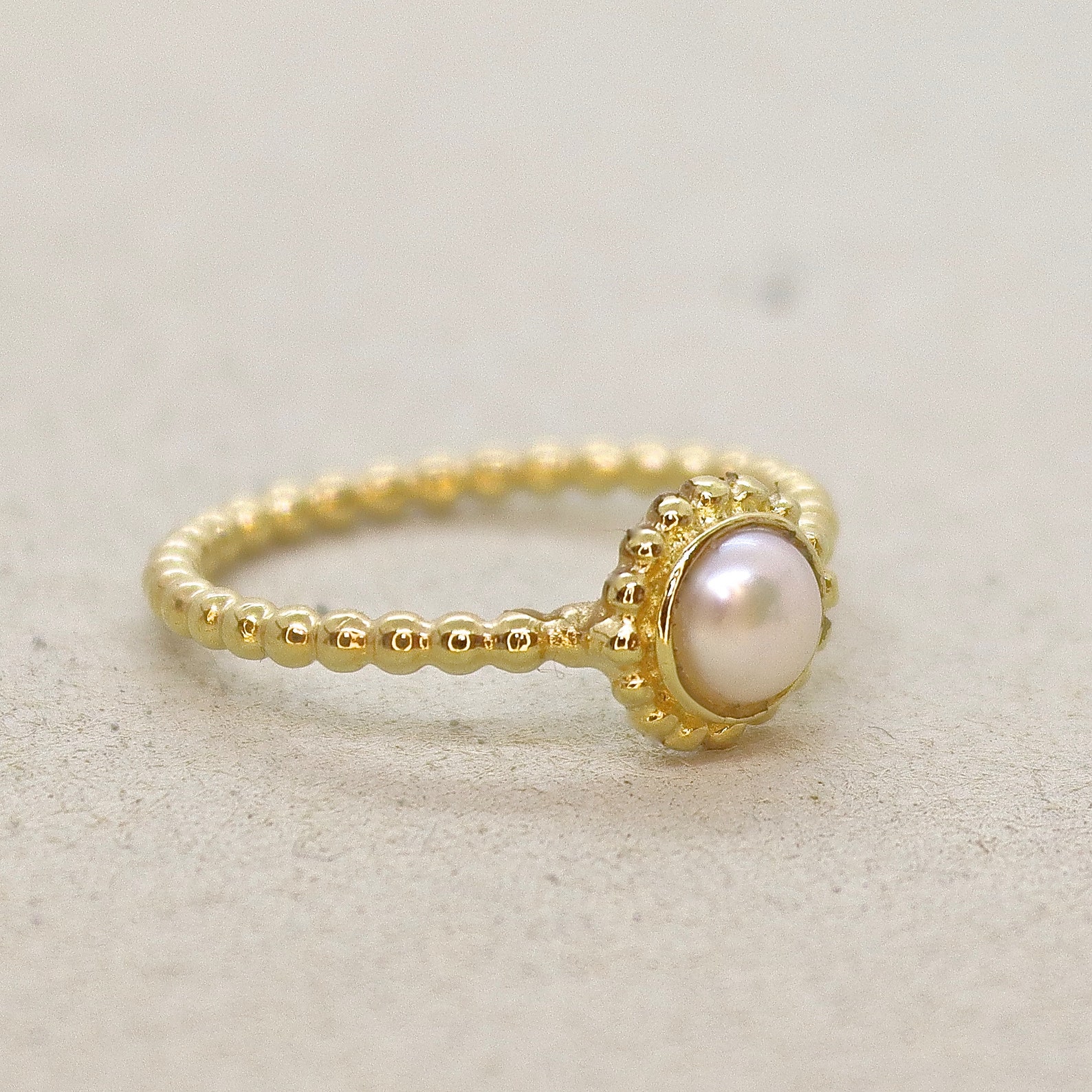 Gold Pearl Ring Gold Rings for woman White ring Unique | Etsy