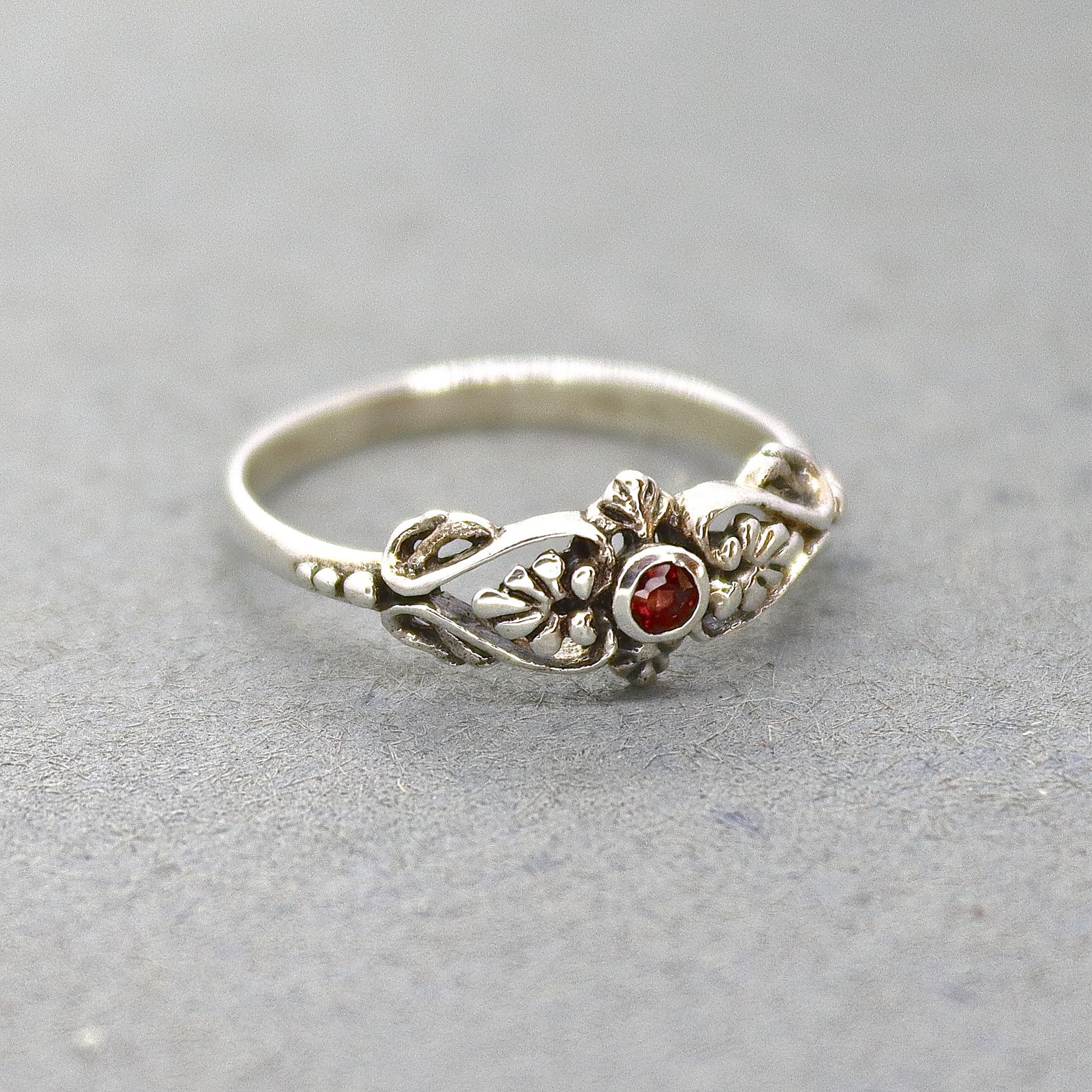 Garnet Ring, Red Silver Ring, Victorian Ring, Woman Ring, Unique Rings ...