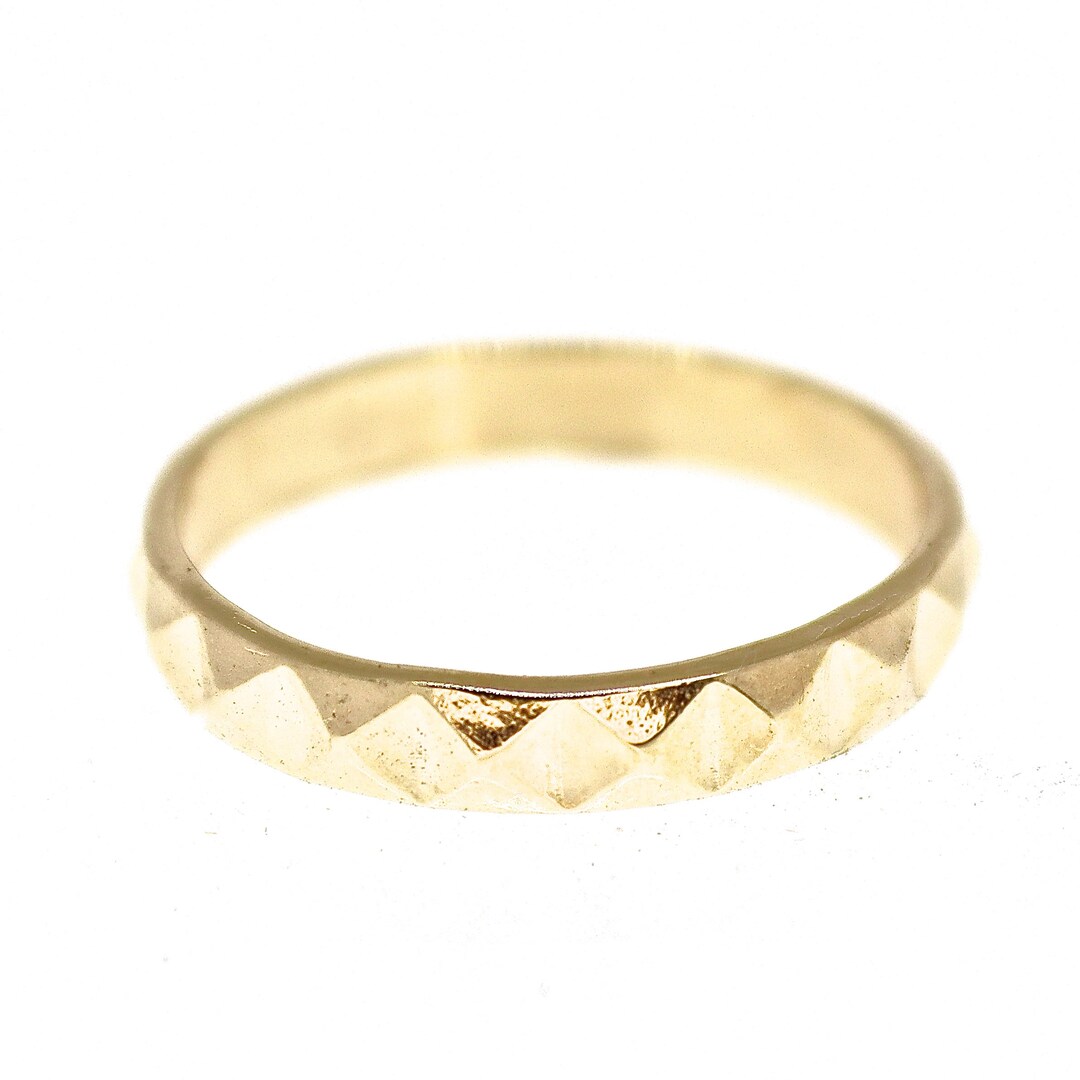 Solid 14k Gold Ring Band, Pattern Gold Ring - Etsy