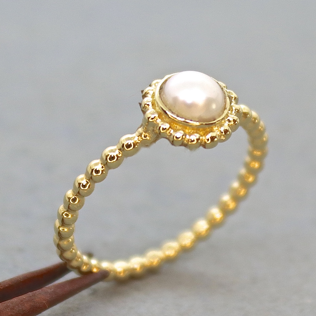 Gold Pearl Ring Gold Rings for Woman White Ring Unique - Etsy