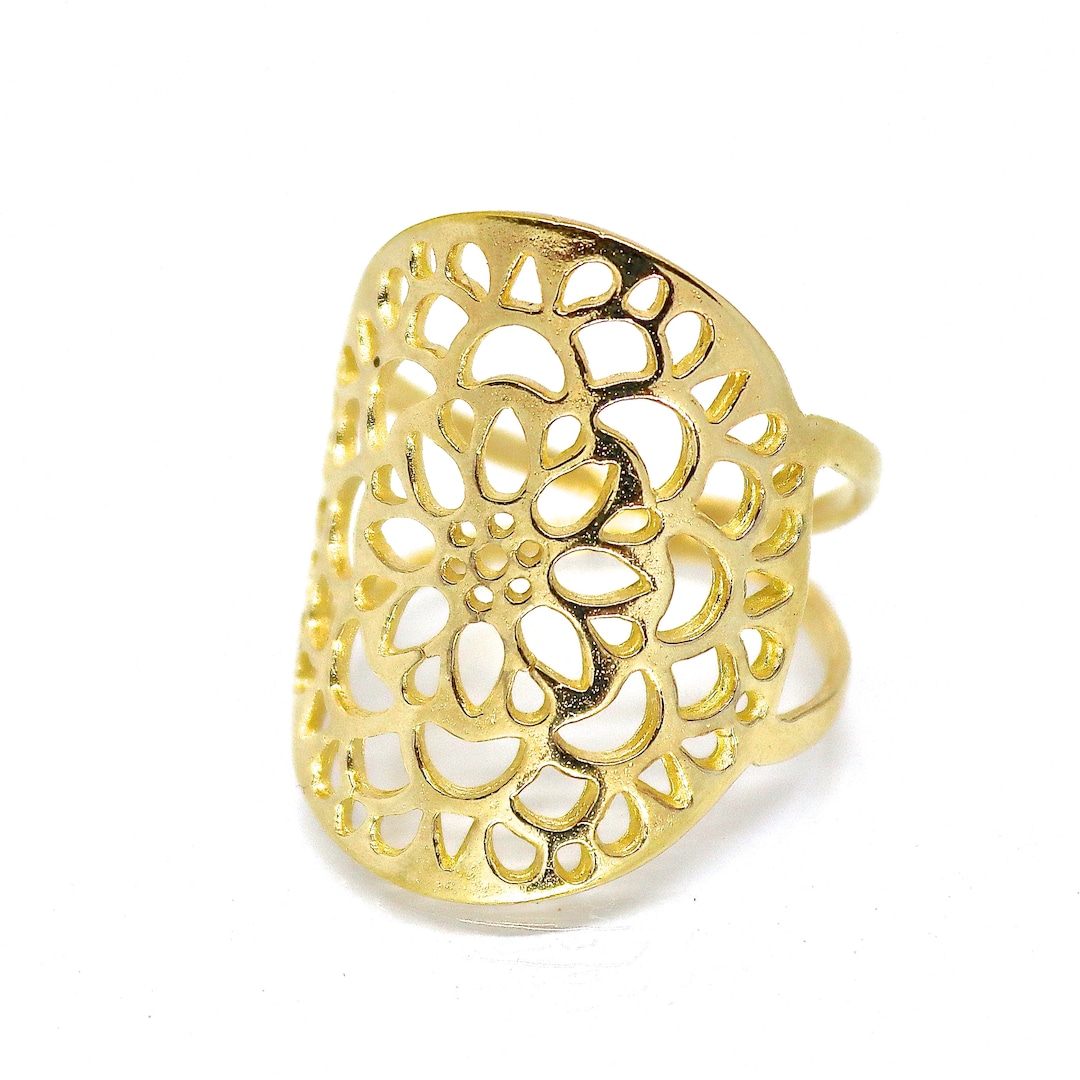 Filigree Long Gold Ring - Etsy