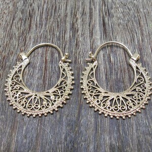 Filigree Gold Hoop Earrings for Woman, Lace Hoop Earrings - Etsy