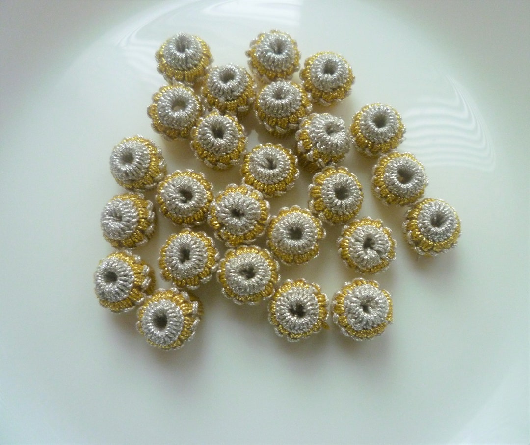 Circular Ring Silver and Gold Thread Moroccan Buttons or Beads ...