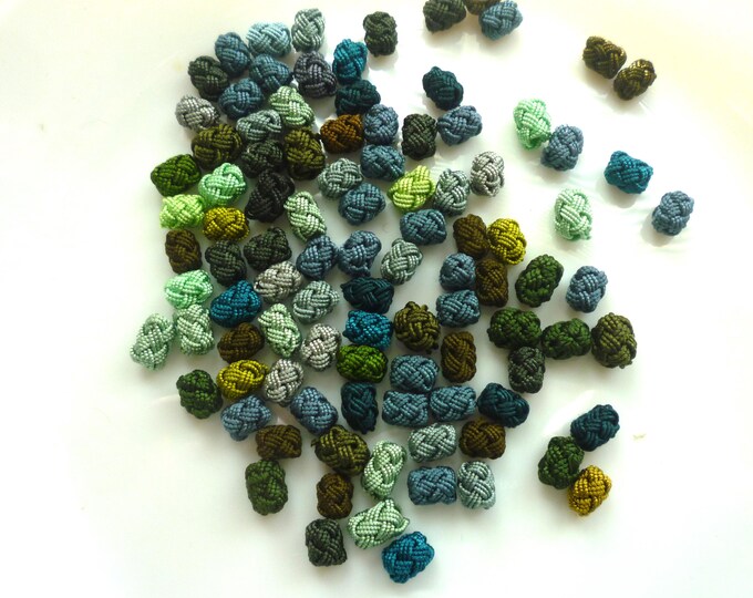 Moroccan Art Silk Beads/buttons, Handmade, Mini Fiber Buttons, Greens ...