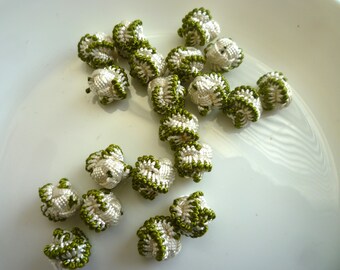SALE Moroccan Art Silk Beads/buttons, Handmade, Mini Fiber Buttons ...