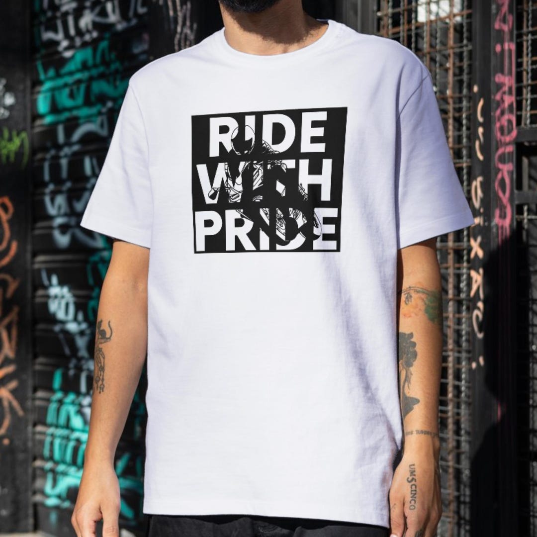 Ride With Pride Motorcycle Tshirt | Cool Streetwear Biker T-shirt Moto ...