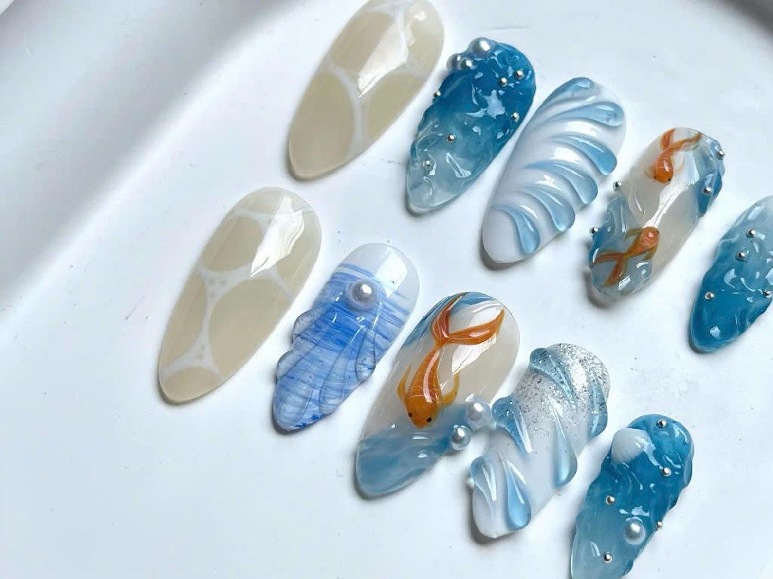 Tittle Ocean Press on Nails Underwater Fantasy Custom Ocean Theme ...