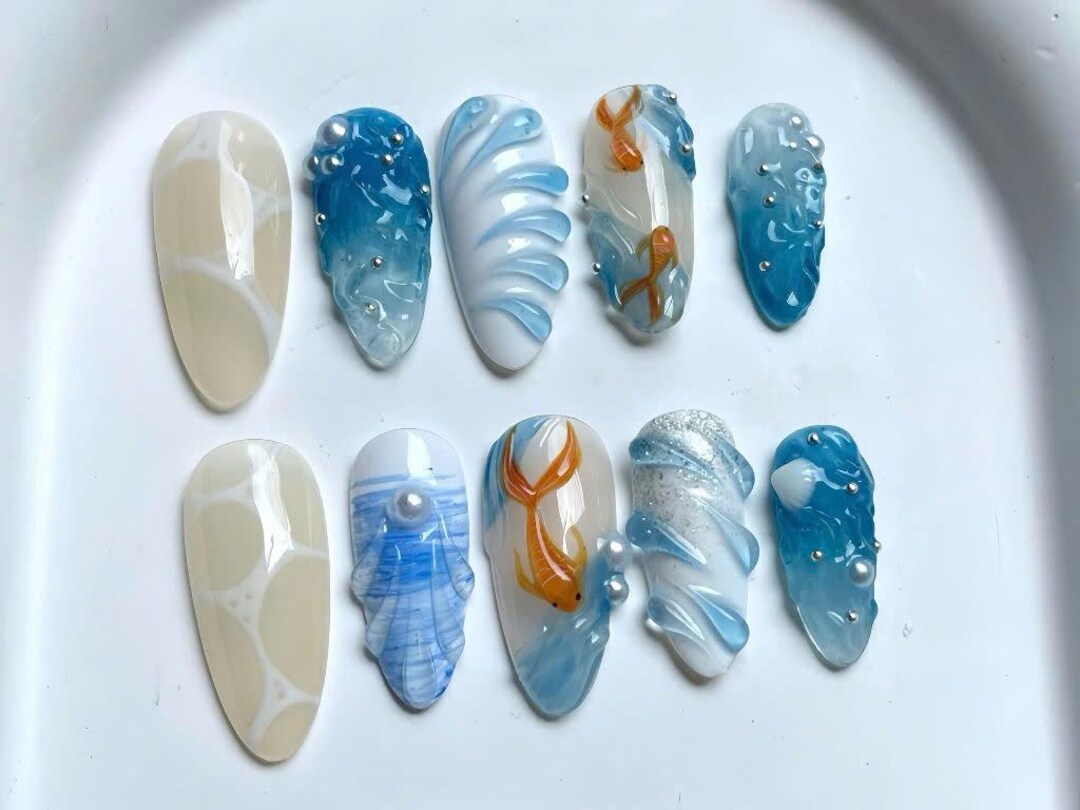 Tittle Ocean Press on Nails Underwater Fantasy Custom Ocean Theme ...