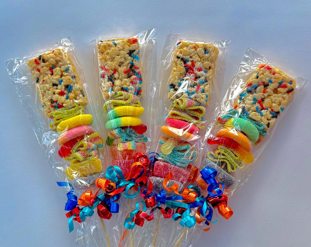 20 Sprinkled Rice Krispies Treat Candy Kabob Sticks – Fun, Colorful ...