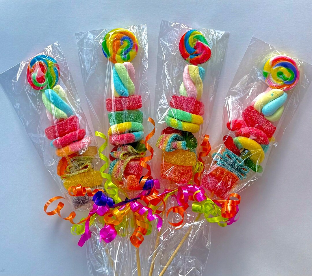 20 Count Rainbow Candy Kabob Stick With Marshmallow, Lollipop ...