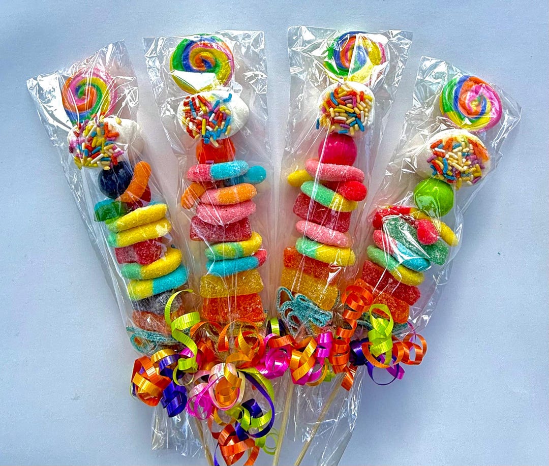 20 Count Pink Rainbow Lollipop Candy Kabob Sticks – Colorful, Fun ...