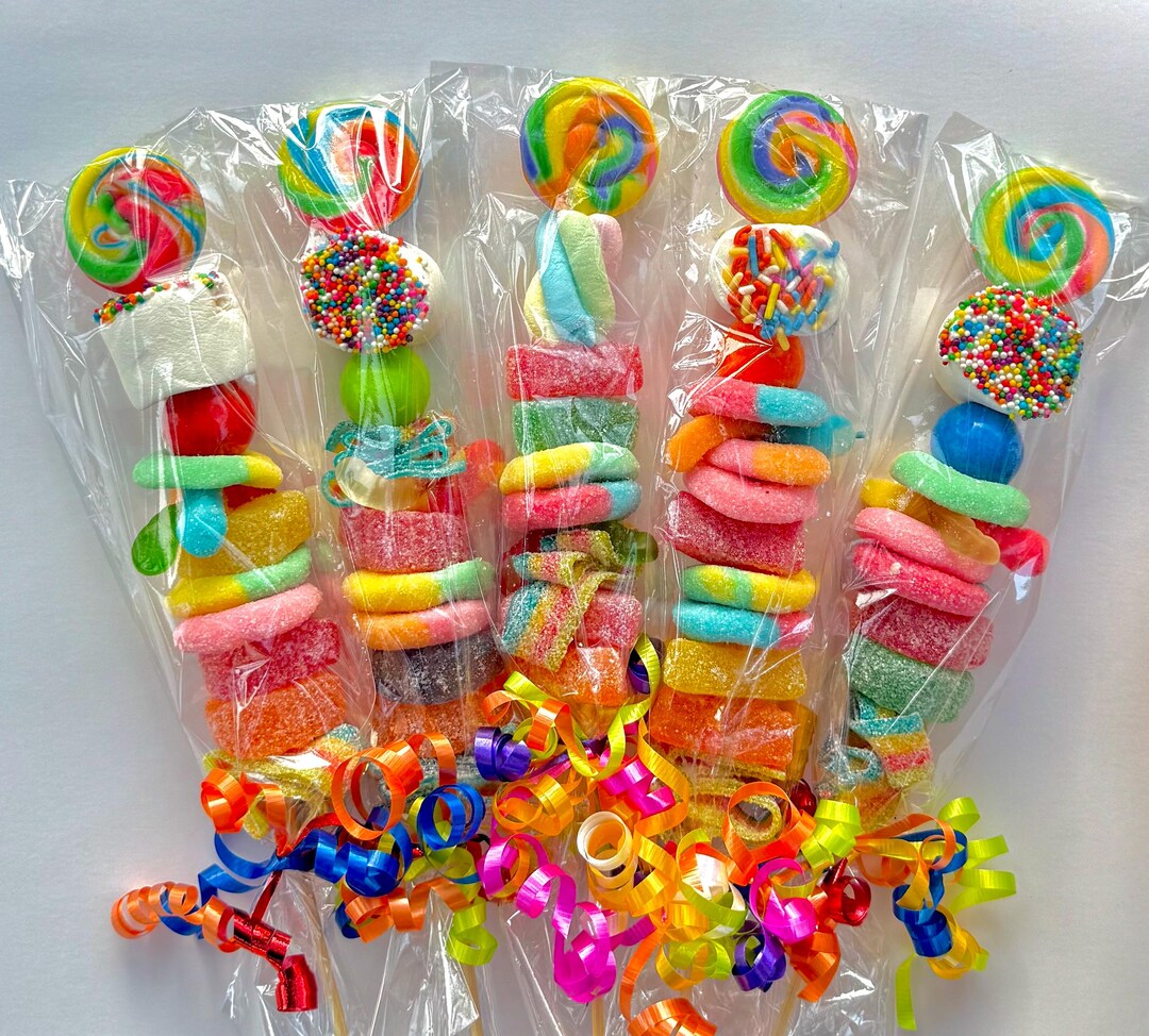 20 Count Pink Rainbow Lollipop Candy Kabob Sticks – Colorful, Fun ...