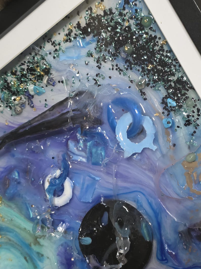 Framed Deep Blue Resin Abstract Cosmos Wall Art - Etsy UK