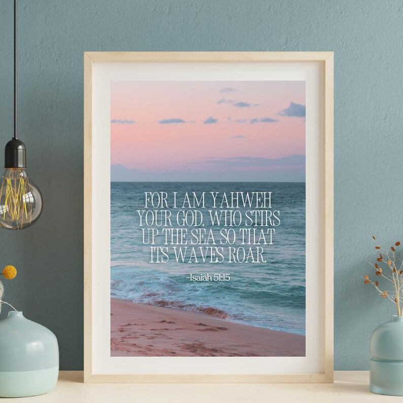 Coastal Bible Verse Print, Isaiah 51:15, Scripture Digital Download ...