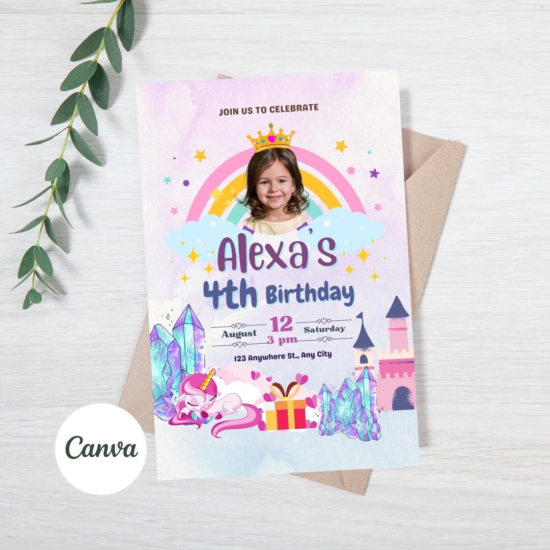 Colorful Magical Rainbow Birthday Party Invitation, Birthday Invite ...