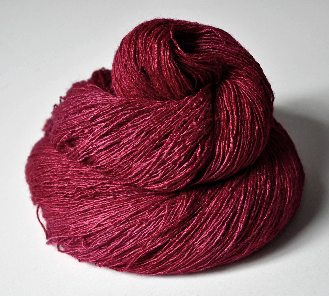 Overripe raspberry Tussah Silk Lace Yarn Hand Dyed Yarn | Etsy