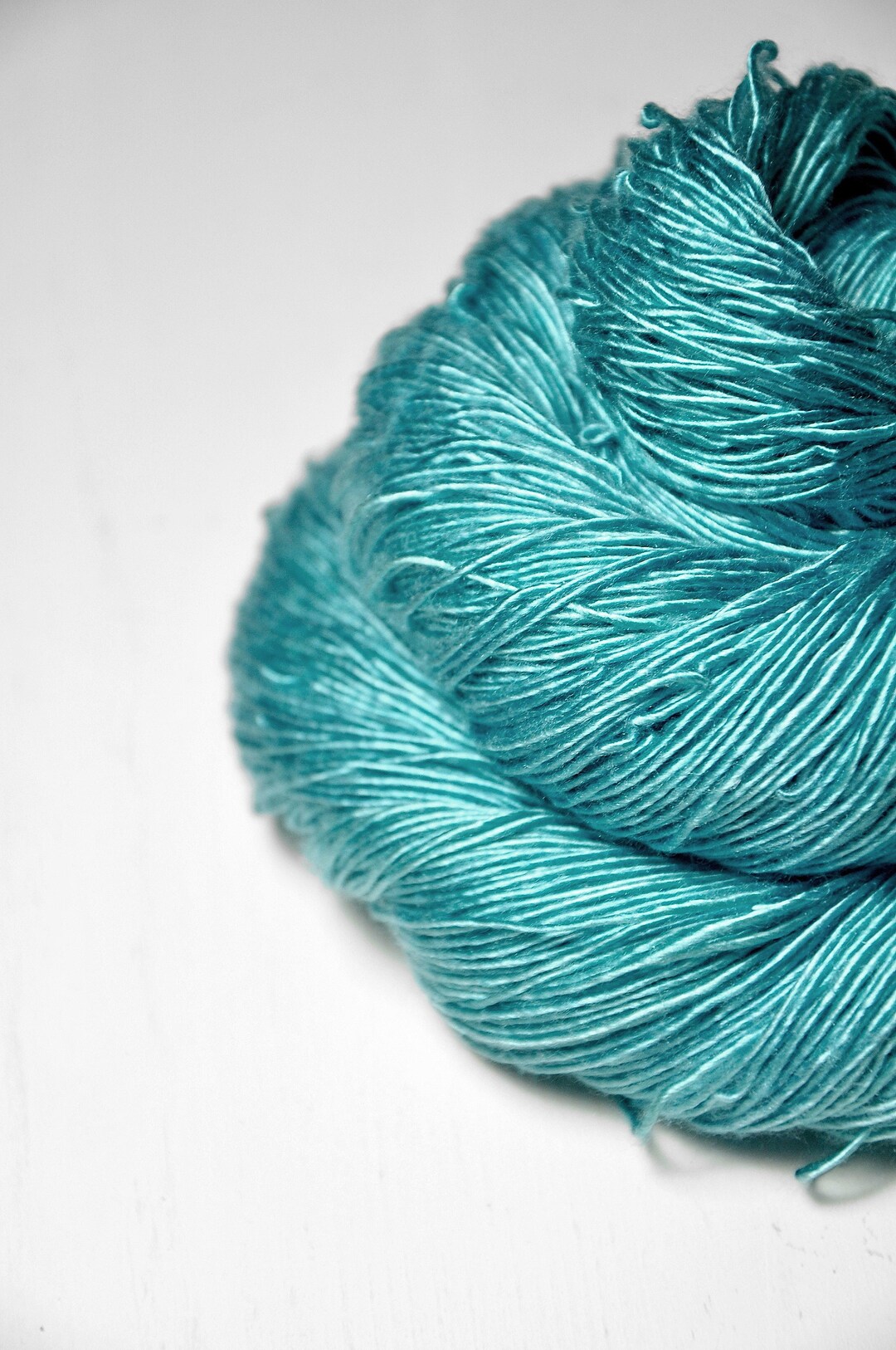 Cyan Which Must Not Be Named - Cream Silk Fingering Yarn - Hand Dyed ...