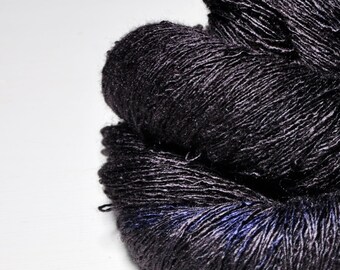Dark Storm - Tussah Silk Lace Yarn - Hand Dyed by Dyeforyarn - Color ...