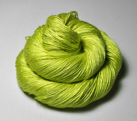 Splitted Lime Cream Silk Fingering Yarn Hand Dyed Yarn | Etsy