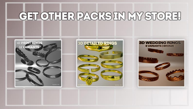 Pack of 11 Simple Rings Design for 3D Printing. STL Product Ready. - Etsy