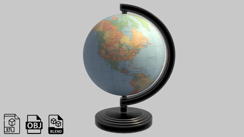 Globe 3D Model, 3D Printing, Classroom, STL, OBJ, FBX, Blender. - Etsy