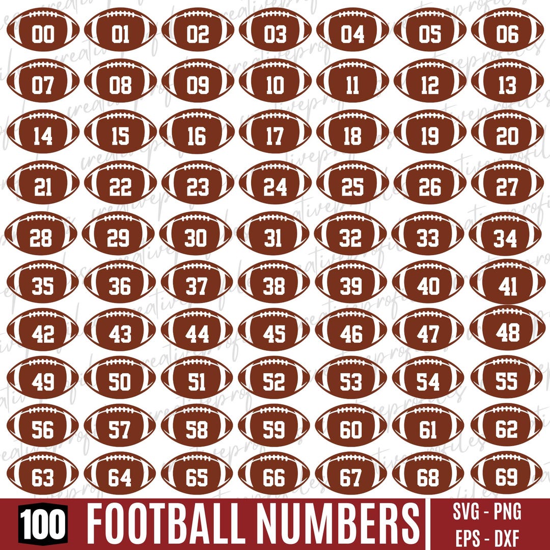 Football Svg, Football Numbers SVG Bundle, 0 to 100 Football Numbers ...