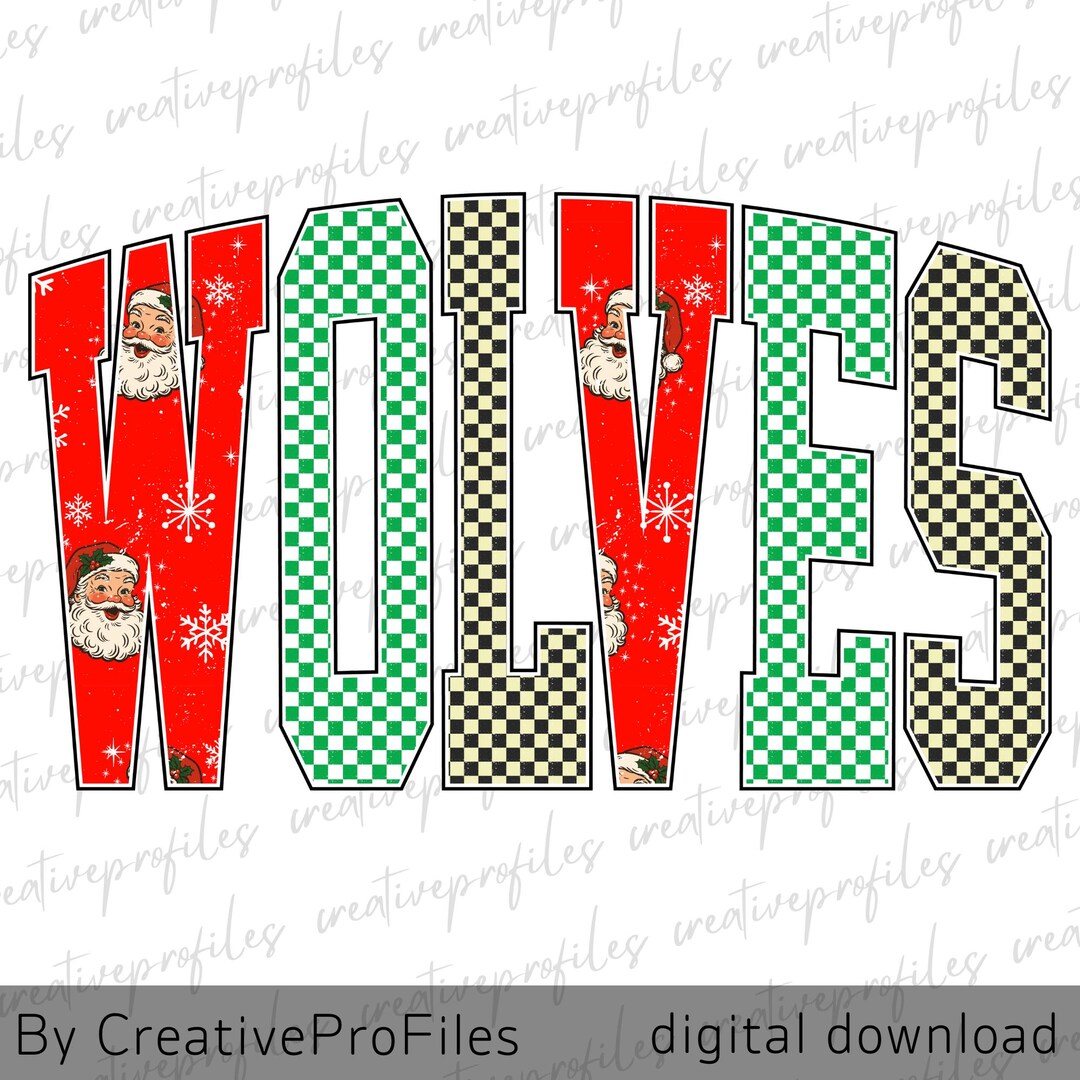 Wolves Christmas PNG, Santa Mascot, Varsity Letters PNG, Sport ...