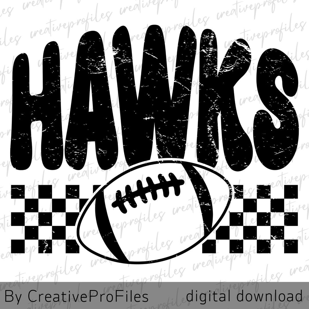 Hawks PNG, Retro Checkerboard Leopard Star Letters, School Spirit ...