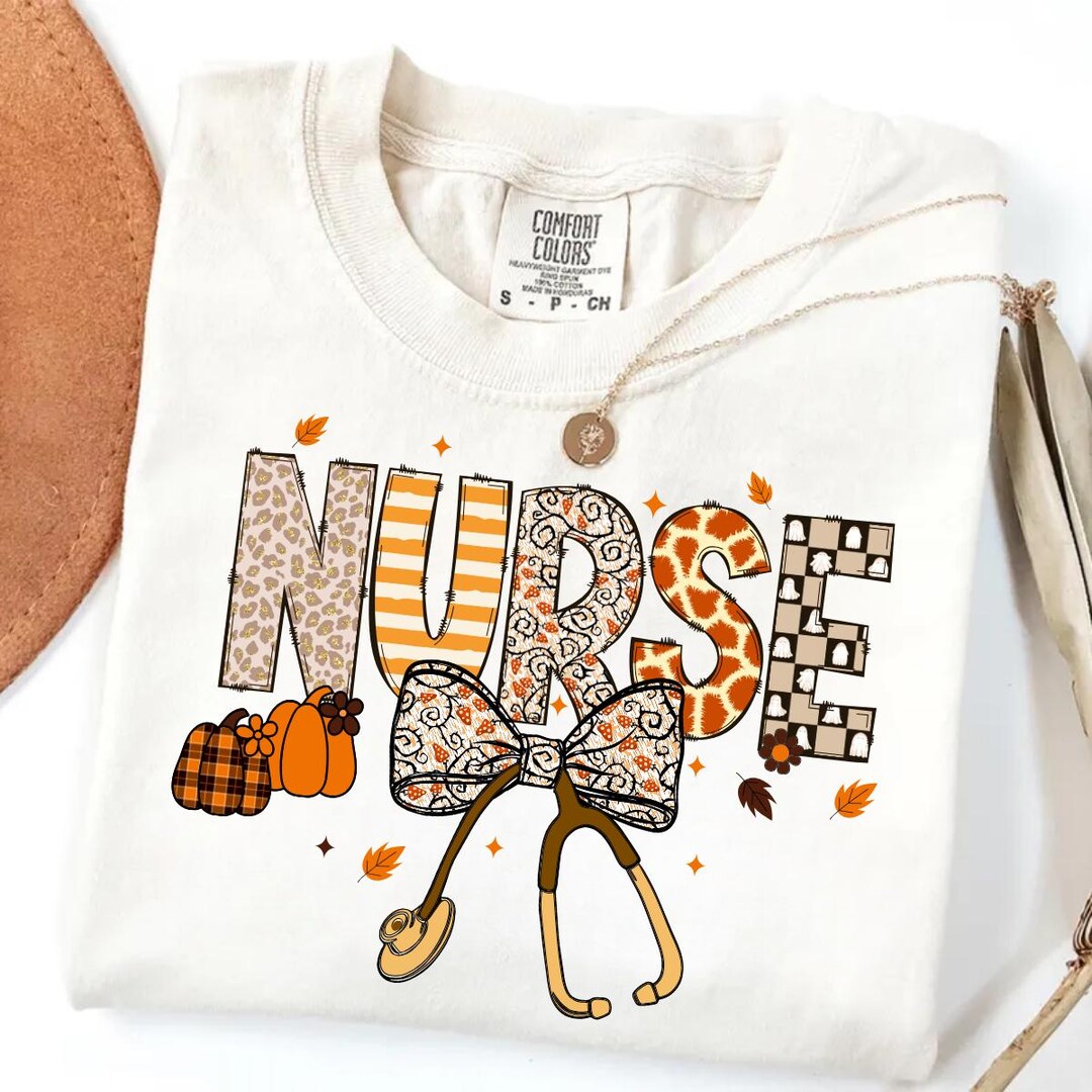 Nurse PNG, Fall Pumpkin Nurse Png, Nurse Life, Cute Fall Floral ...
