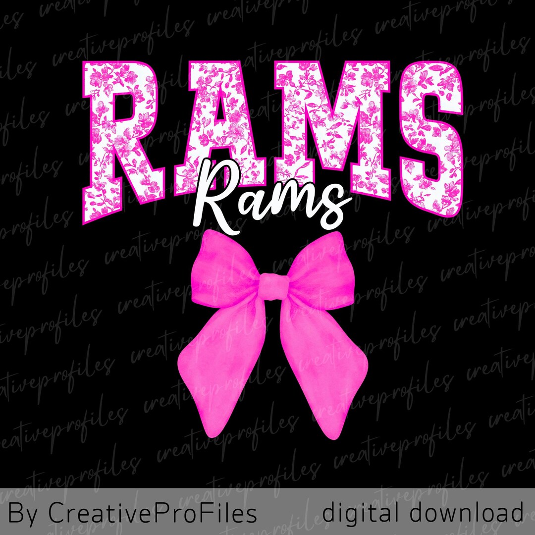 Rams Coquette Png, Mascot Png, Rams School Spirit, Floral Toile, Game ...