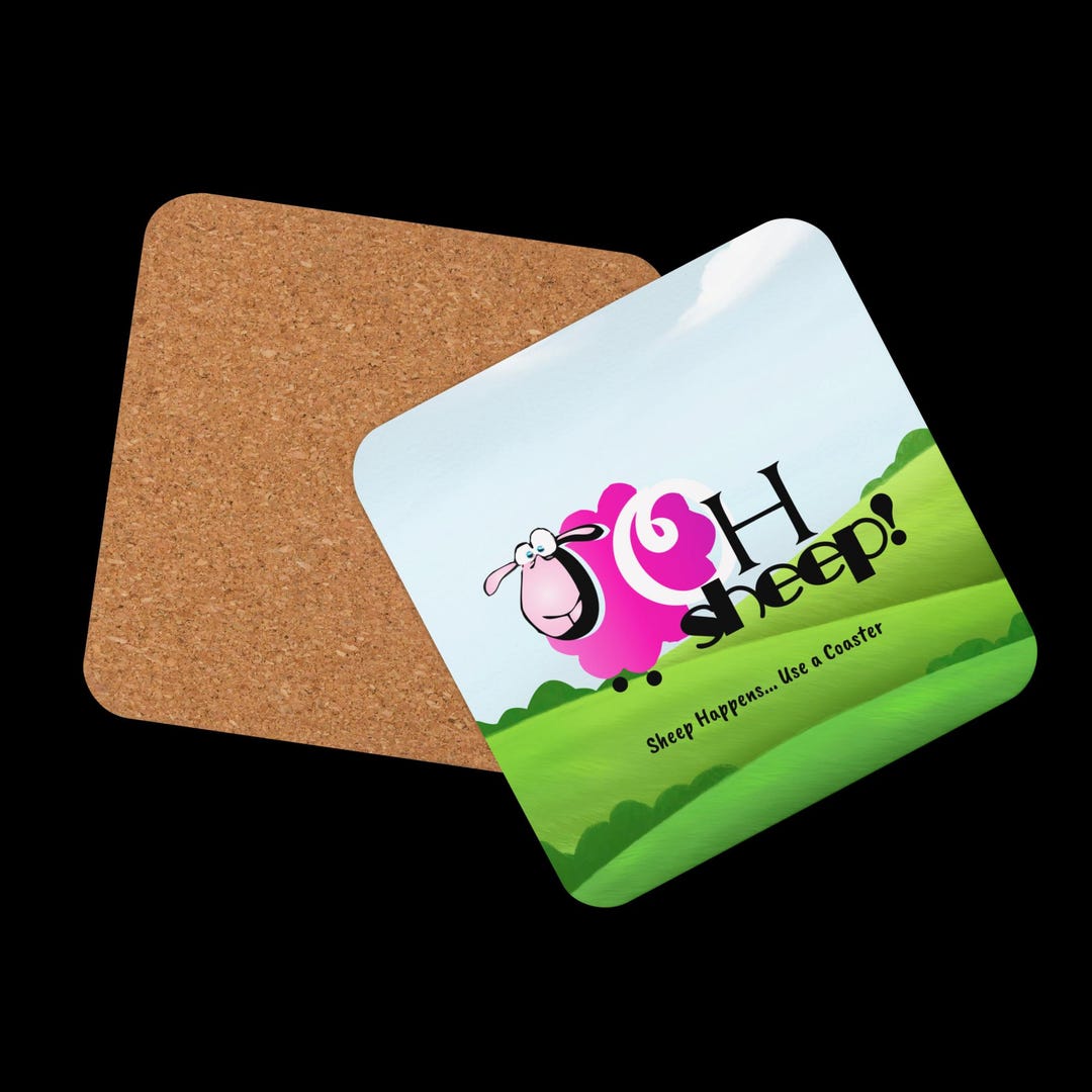 Funny Sheep Coaster - Sheep Happens, Use a Coaster - Cute Drink Coaster ...