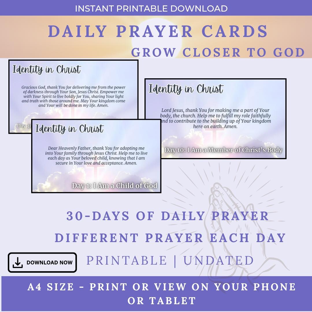 30-day Identity in Christ Prayer Cards | Scripture Affirmations ...