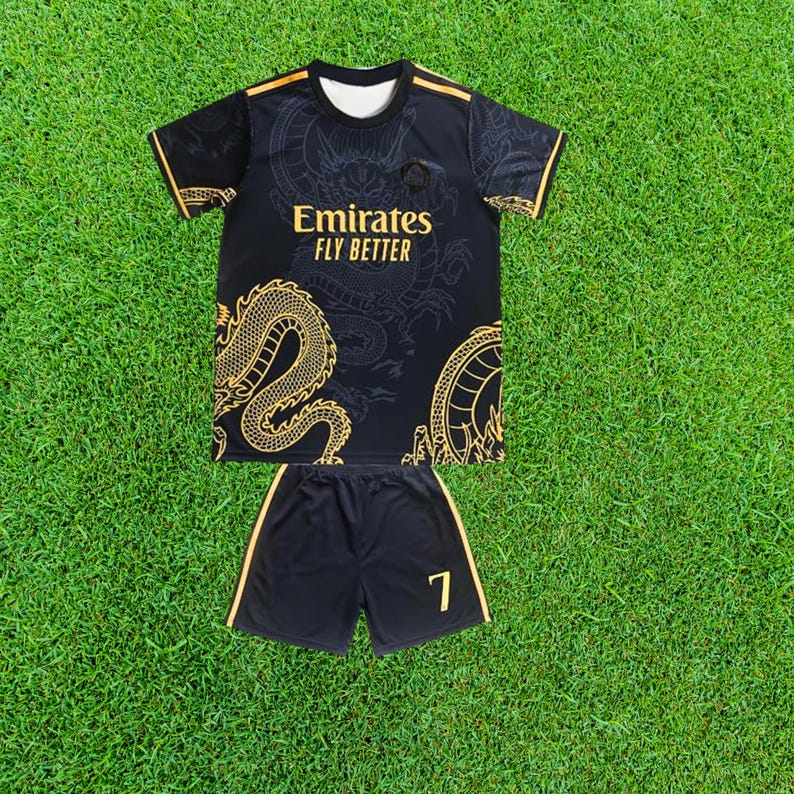 Ronaldo #7 Gold Black Dragon Special Edition Kids, Adults Soccer Jersey ...
