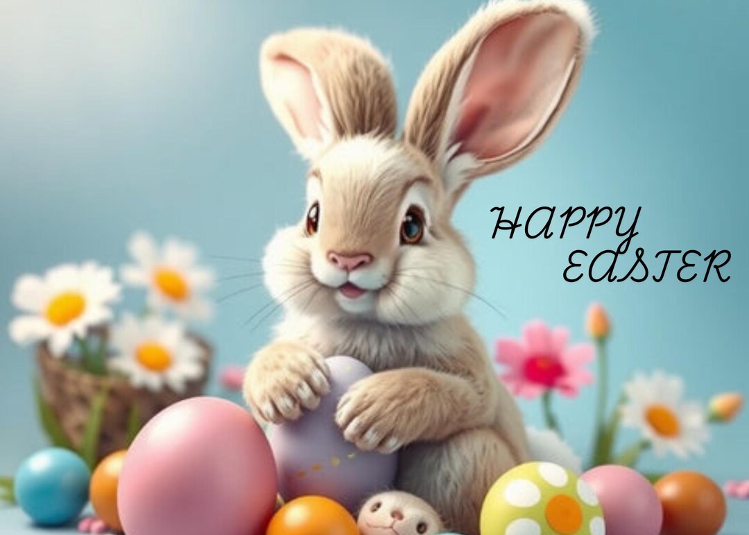 Happy Bunny Easter Eggs Printable Card - Etsy
