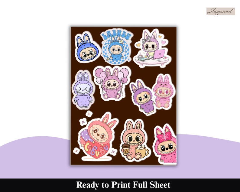 Labubu Cartoon Stickers | Planner, Laptop, Scrapbook (digital Download ...