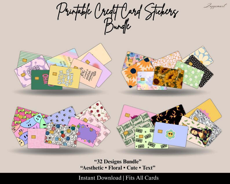 Credit Card Skin Bundle | 32 Designs | Printable PDF| Instant Download ...