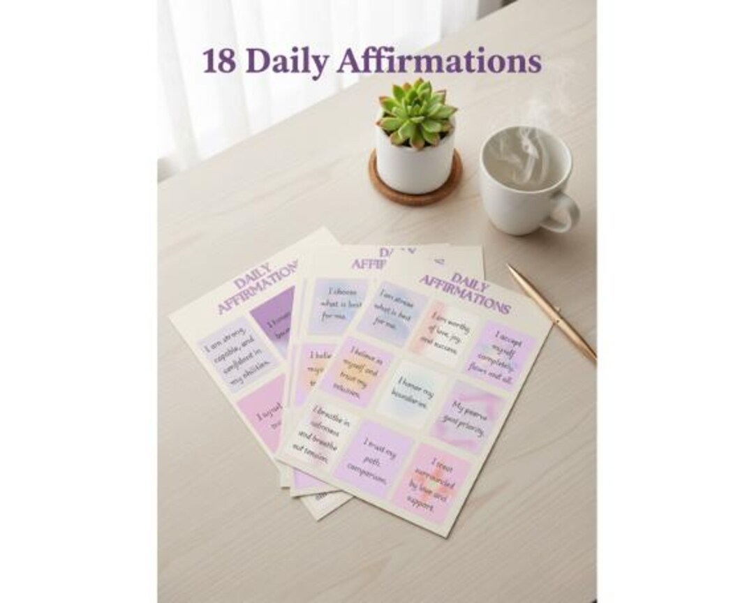 Daily Affirmations Cards Printable | Self-love, Confidence & Boundaries ...