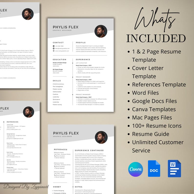 Minimalist Resume Template for Google Docs, Word, Mac Pages | 1 & 2 ...