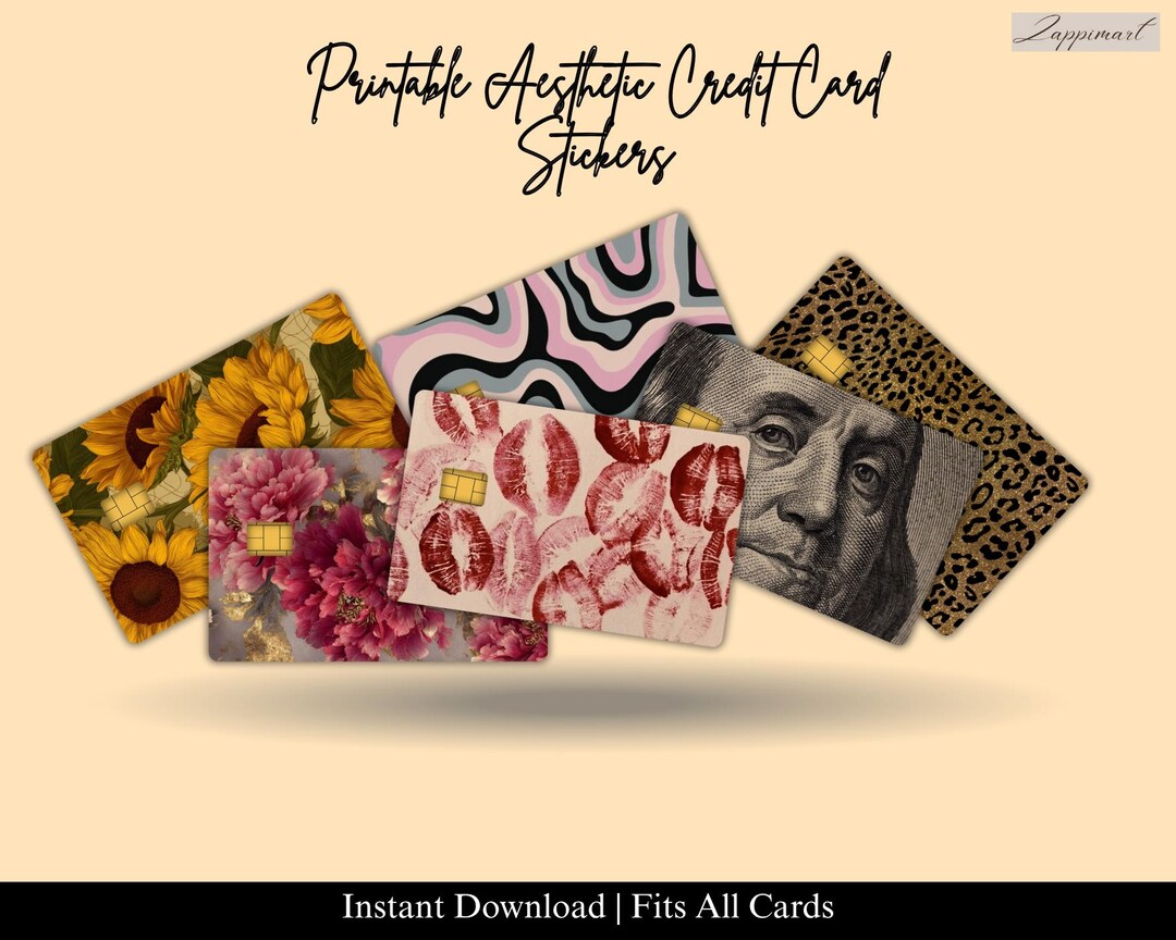 Credit Card Sticker Printable PDF | Minimalist Debit Card Cover | DIY ...