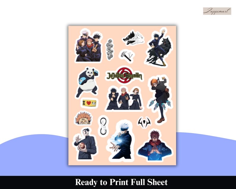 Jujutsu Kaisen Stickers ( Digital Printable PDF) - Etsy