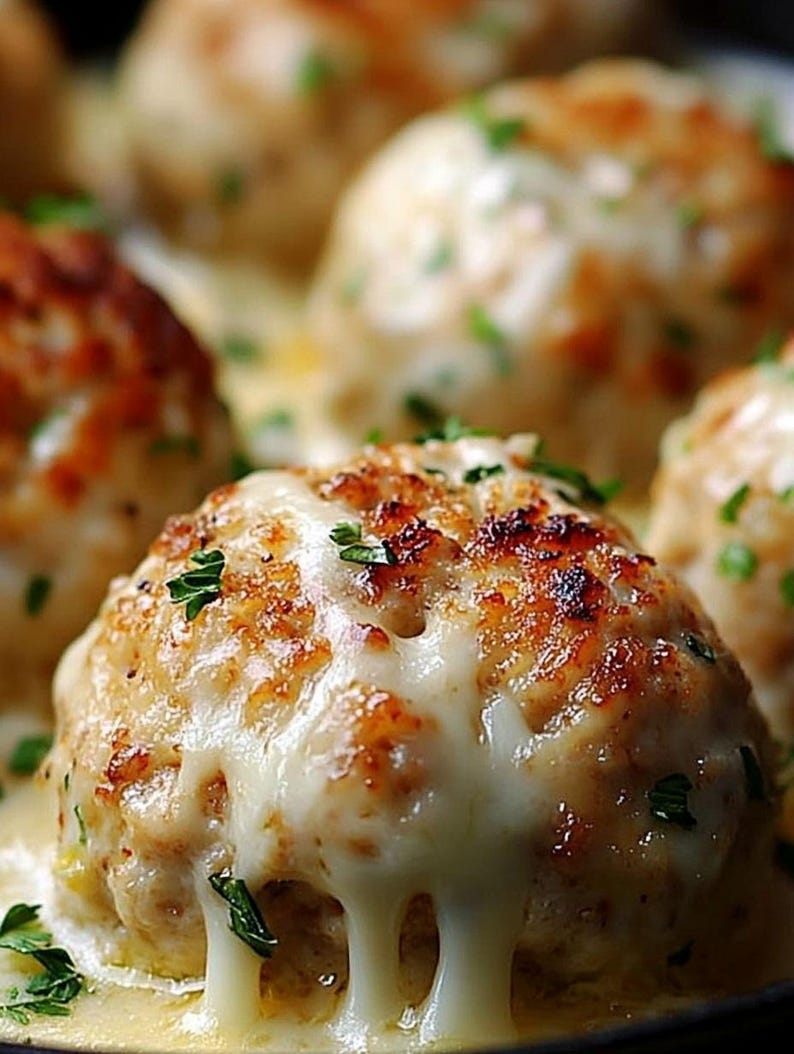 EASY RECIPE for Cheesy Garlic Chicken Meatballs Recipe: Creamy Comfort ...